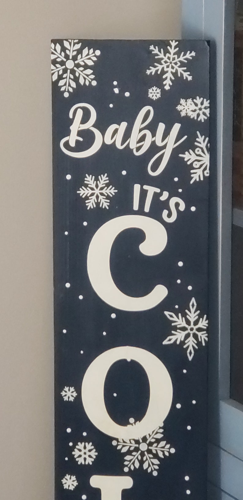 Baby It's Cold Outside Winter Seasonal Welcome Wood Door Sign Vertical ...