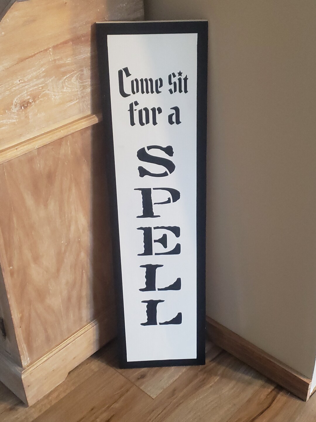 Come Sit a Spell Seasonal Halloween Wood Door Sign Vertical Porch ...