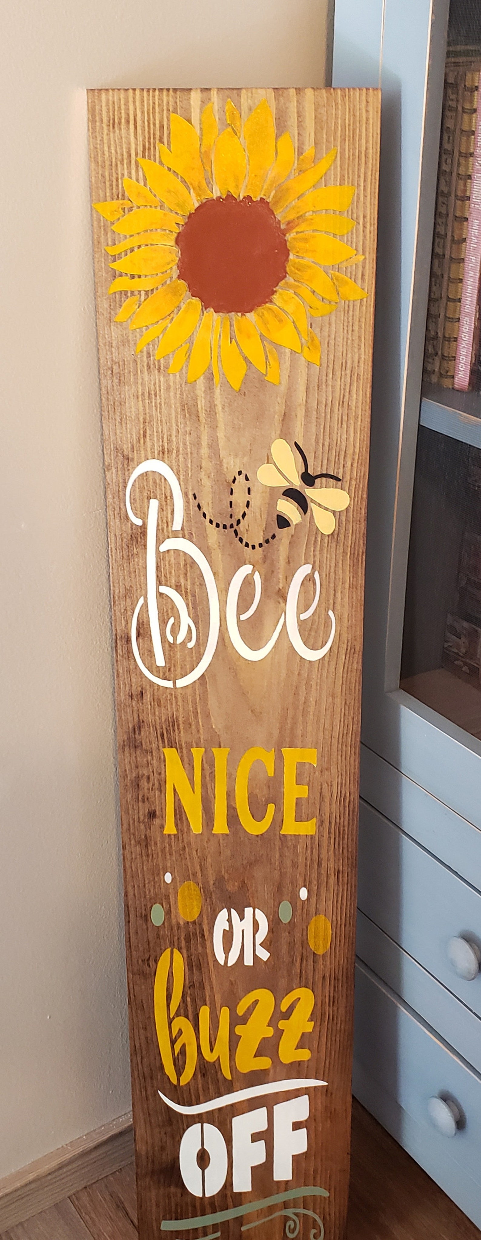 Bee Nice or Buzz off Welcome Wood Door Sign Vertical Porch Leaner - Etsy