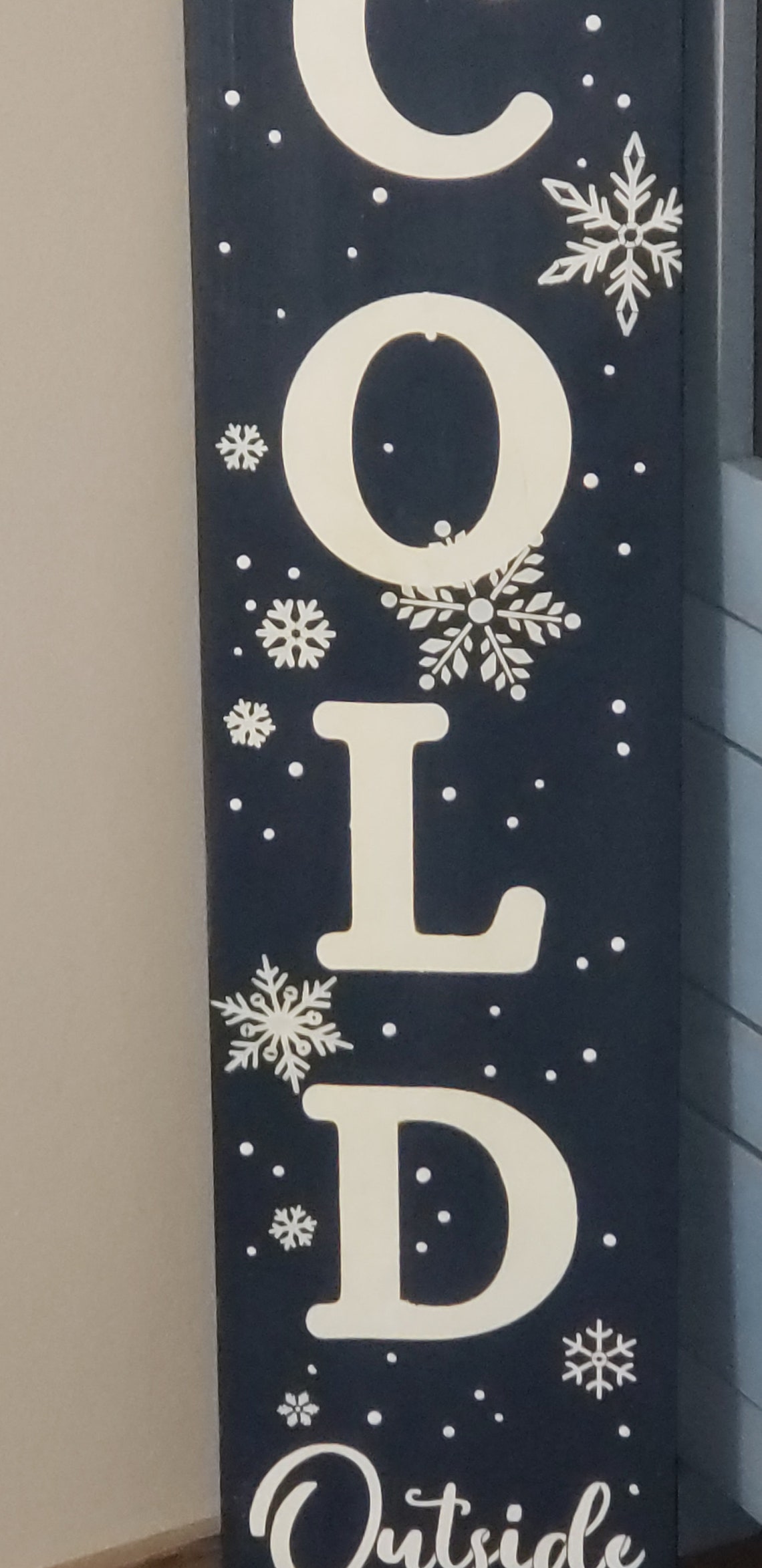 Baby It's Cold Outside Winter Seasonal Welcome Wood Door Sign Vertical ...