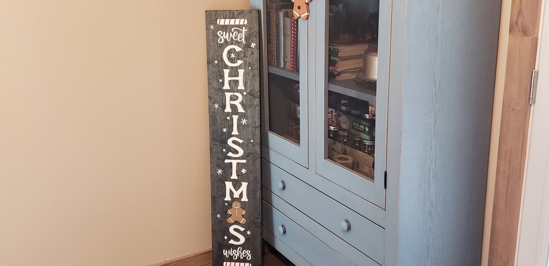 Sweet Christmas Seasonal Christmas Welcome Wood Door Sign Vertical ...