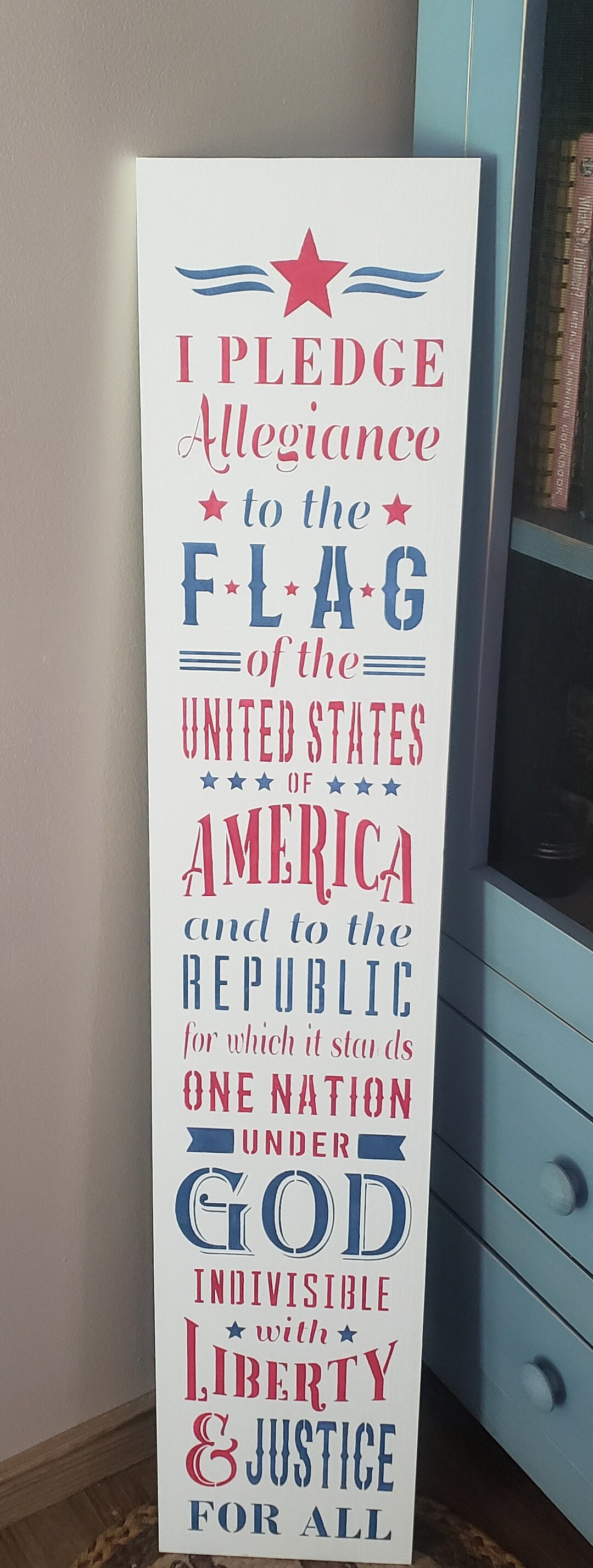 Pledge of Independence 4th of July Day Welcome Wood Door Sign Vertical ...