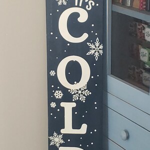 Baby It's Cold Outside Winter Seasonal Welcome Wood Door Sign Vertical ...