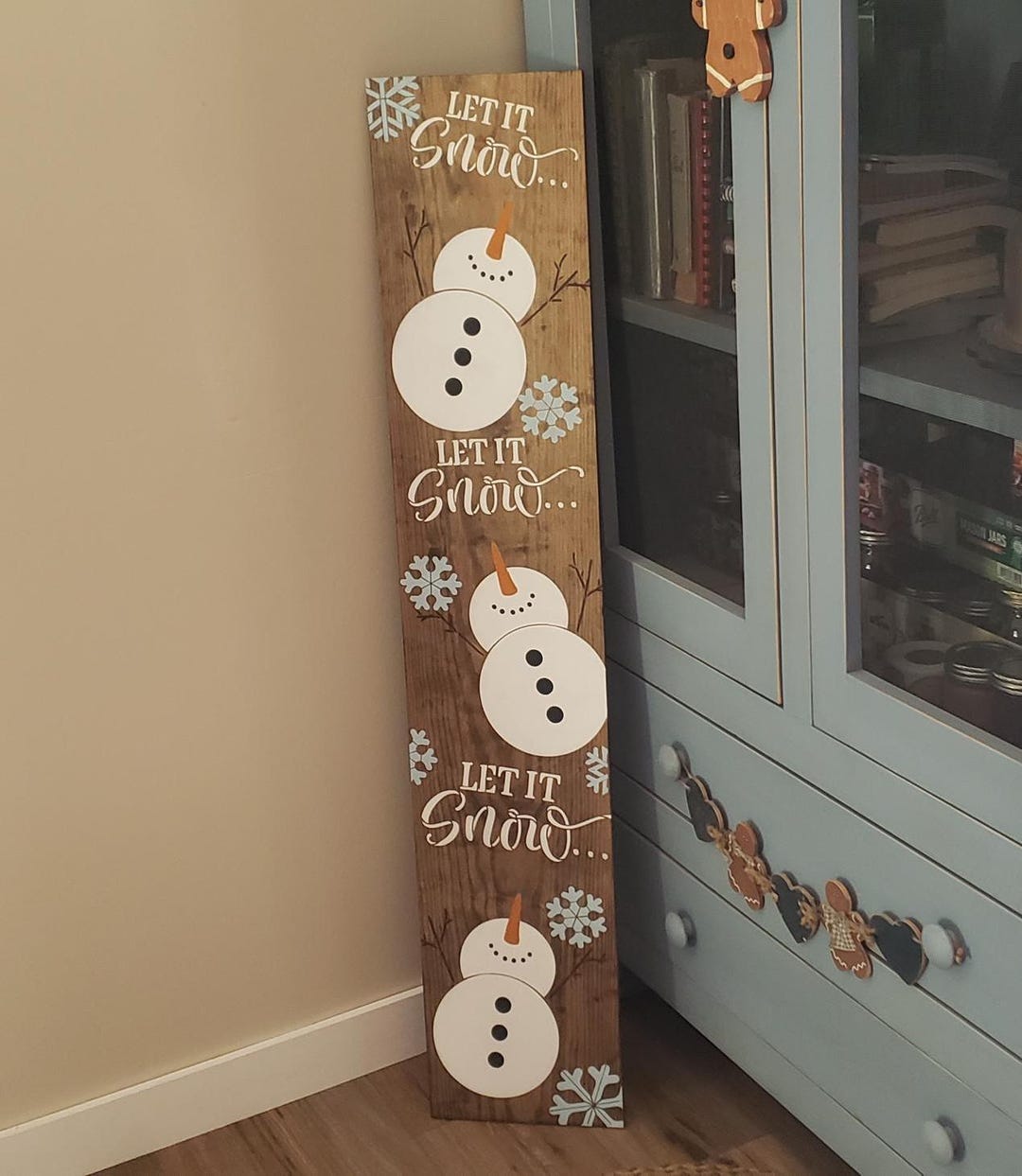 Let It Snow Winter Christmas Vertical Wood Door Sign Porch Leaner ...