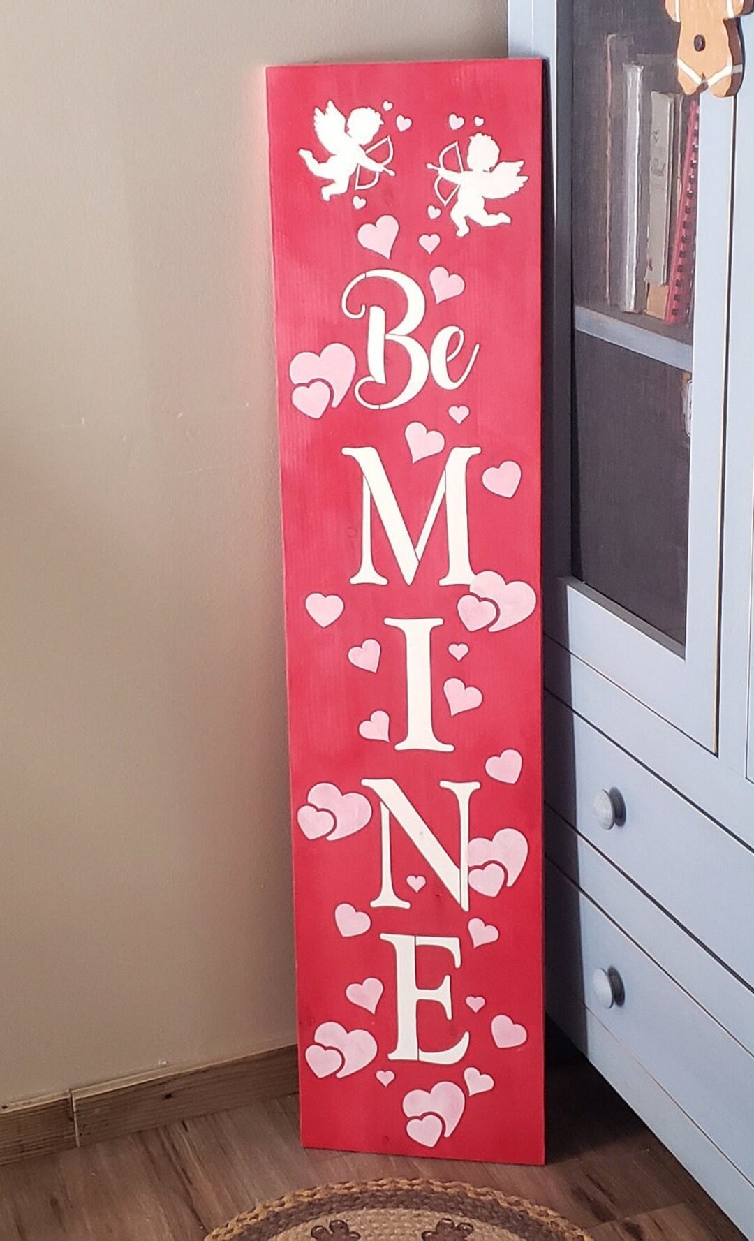 Valentine Be Mine Welcome Wood Door Sign Vertical Porch Leaner - Etsy