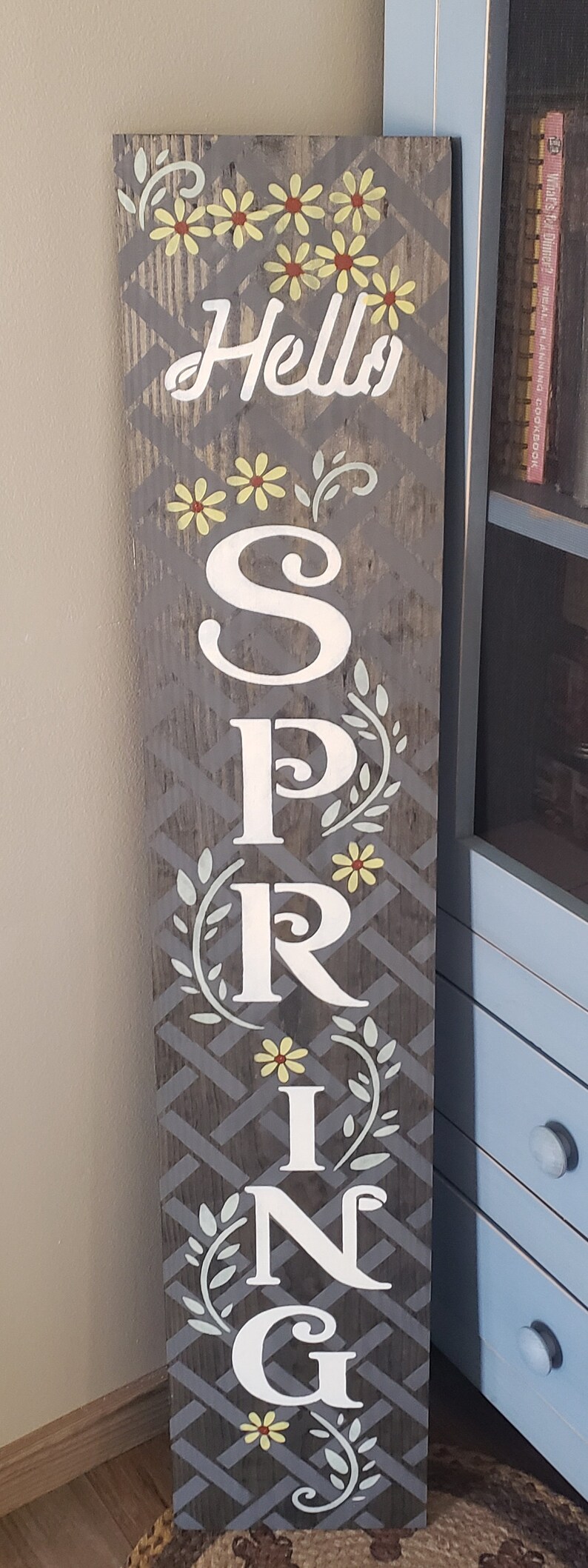 Hello Spring Welcome Wood Door Sign Porch Leaner - Etsy