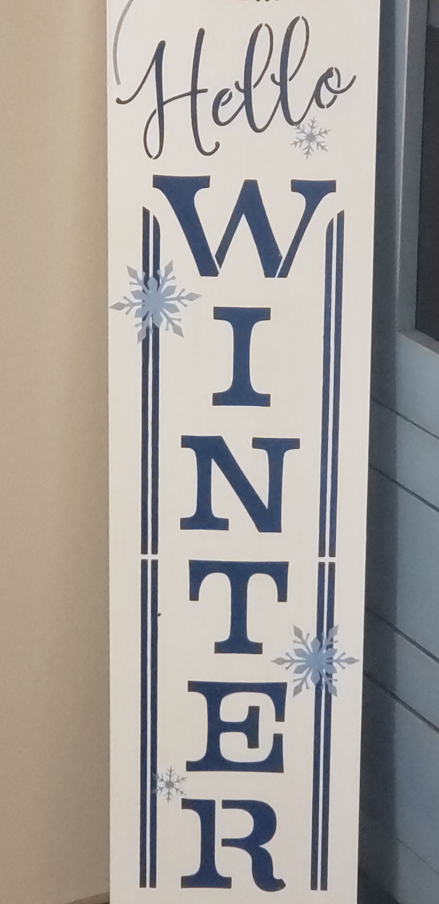 Hello Winter Welcome Seasonal Snowman Wood Door Sign Vertical Porch ...