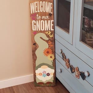 Spring Gnome Welcome Wood Door Sign Vertical Porch Leaner - Etsy