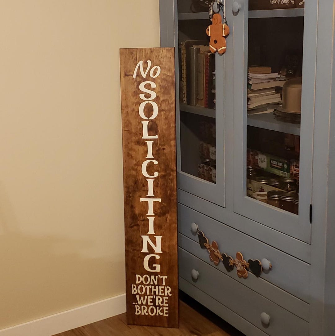 No Soliciting Wood Door Sign Porch Leaner - Etsy