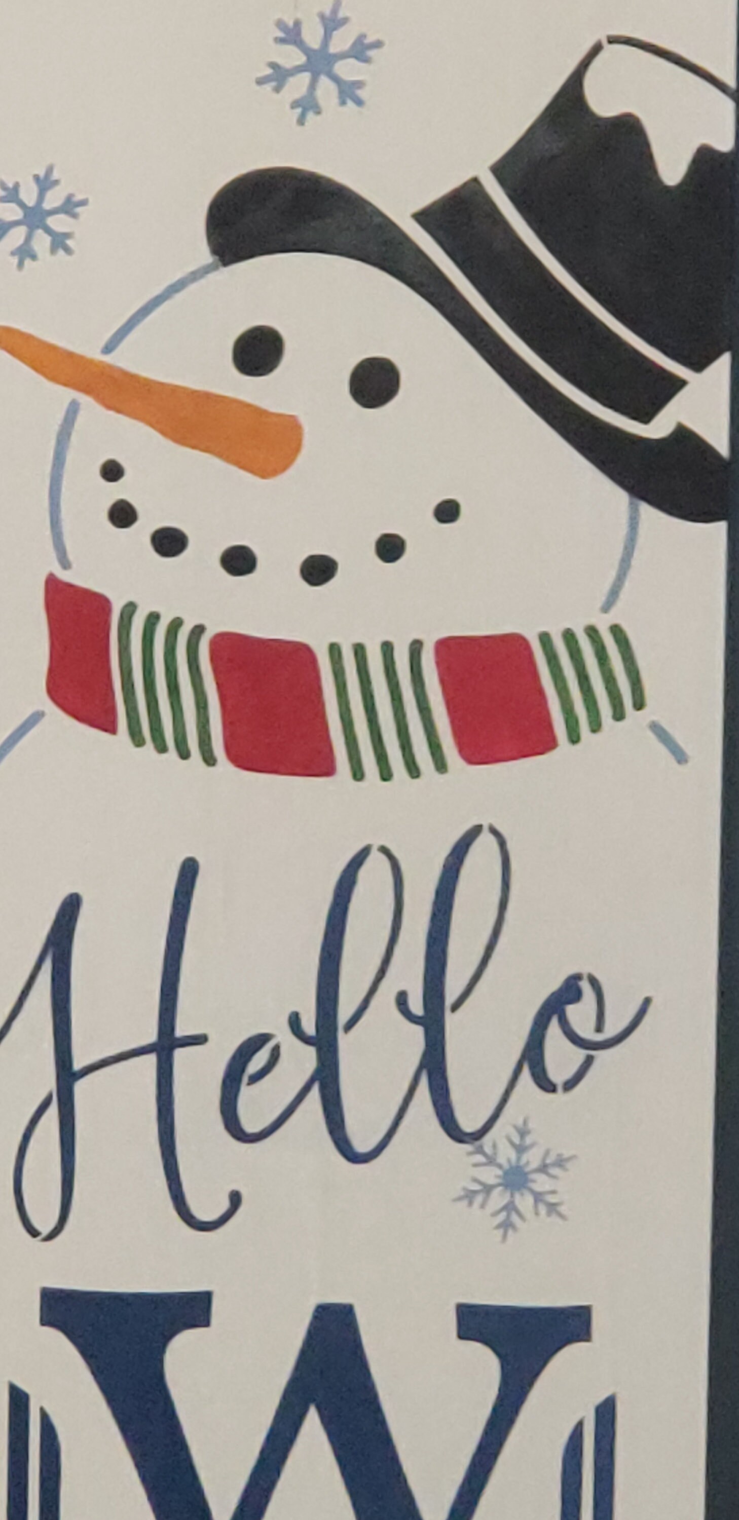 Hello Winter Welcome Seasonal Snowman Wood Door Sign Vertical Porch ...