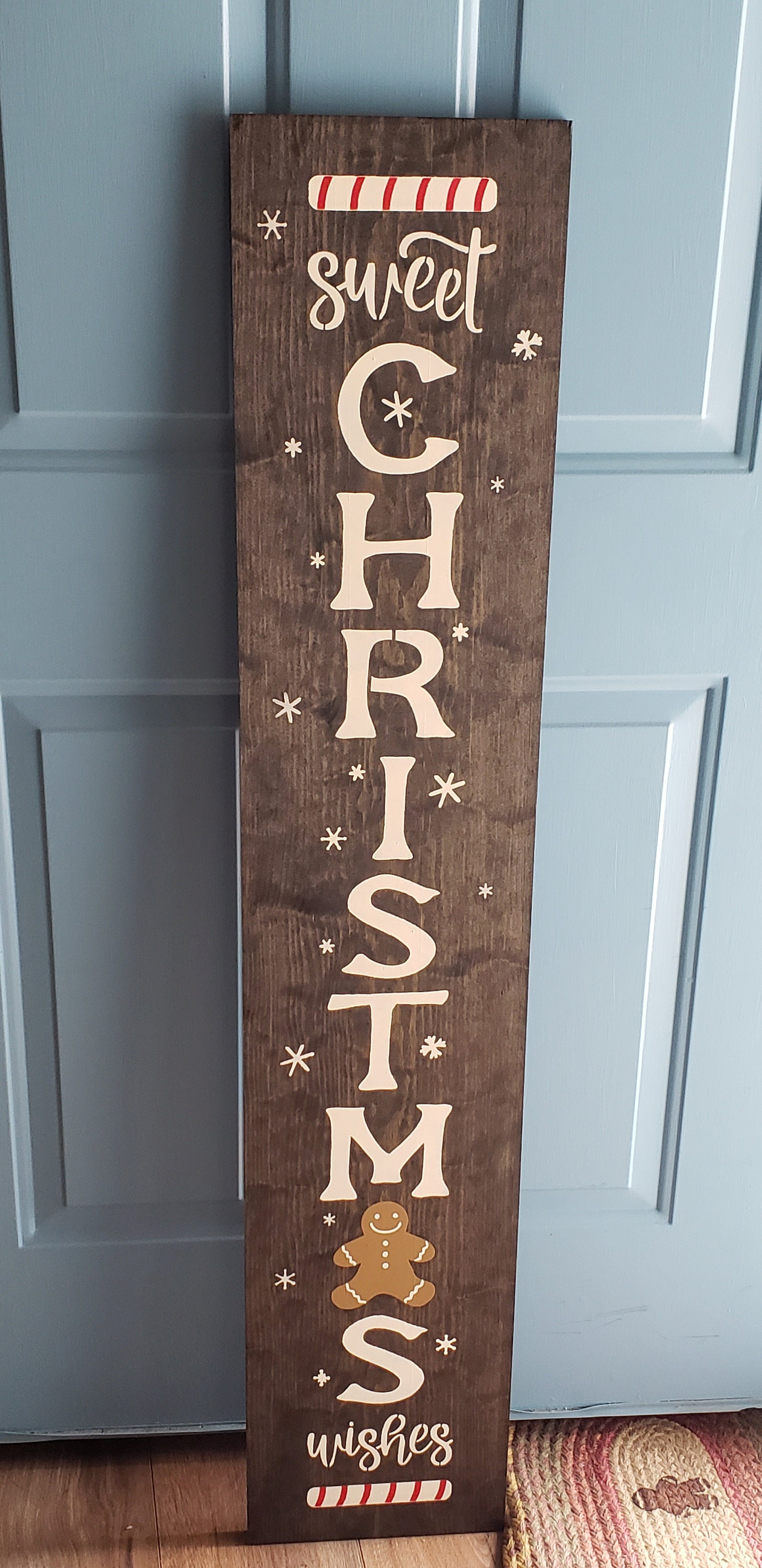 Sweet Christmas Seasonal Christmas Welcome Wood Door Sign Vertical ...