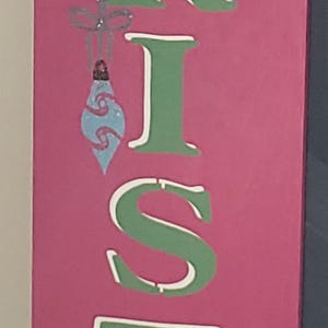 Welcome Winter Pink Christmas Holiday Vertical Wood Door Sign Porch ...