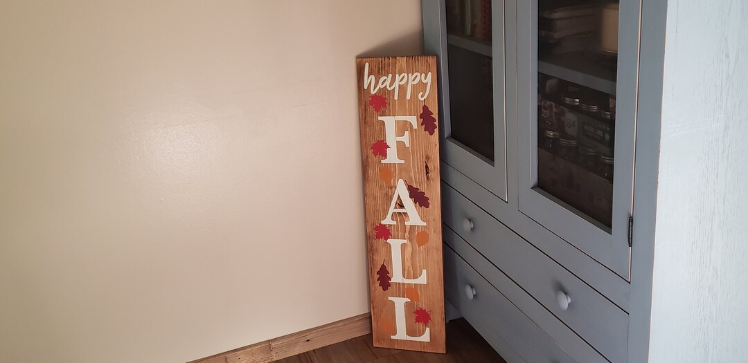 Happy Hello Fall Welcome Wood Door Sign Vertical Porch Leaner - Etsy