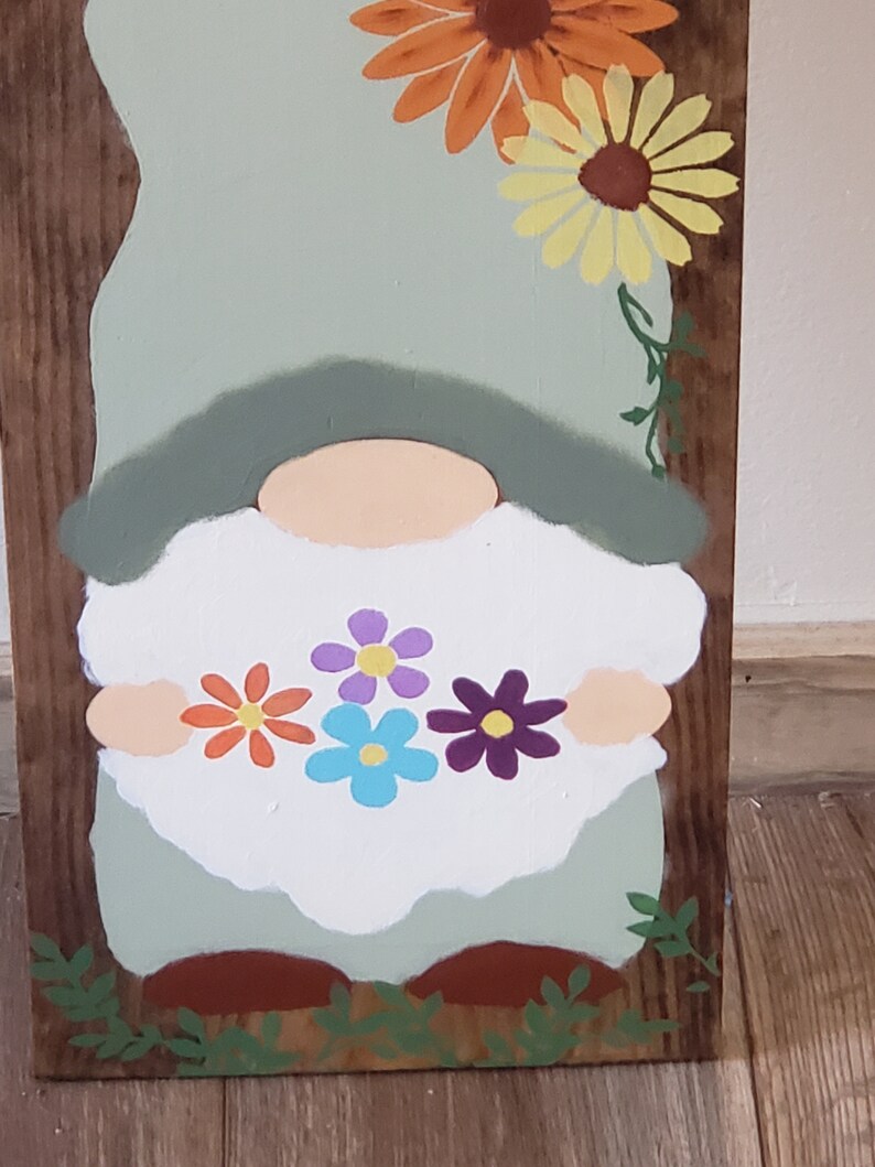 Spring Gnome Welcome Wood Door Sign Porch Leaner - Etsy