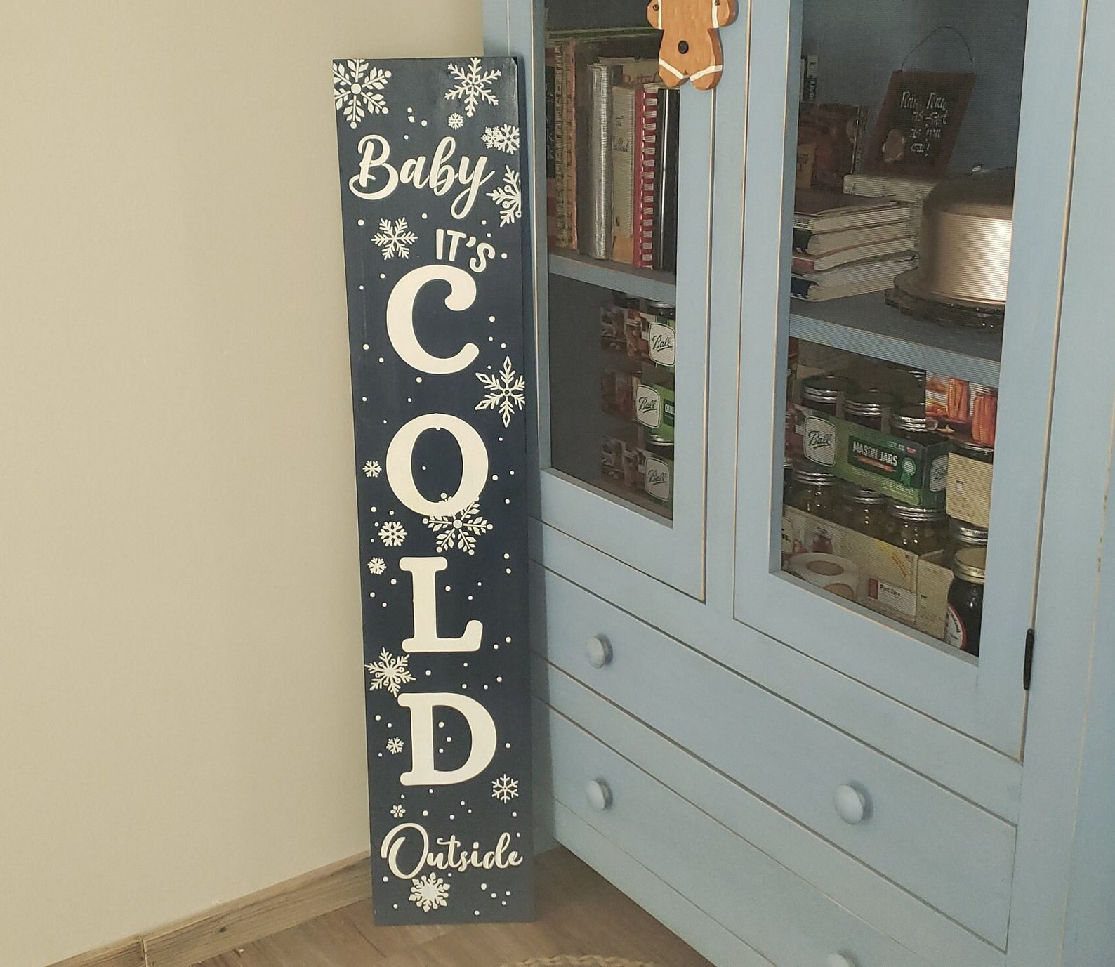 Baby It's Cold Outside Winter Seasonal Welcome Wood Door Sign Vertical ...