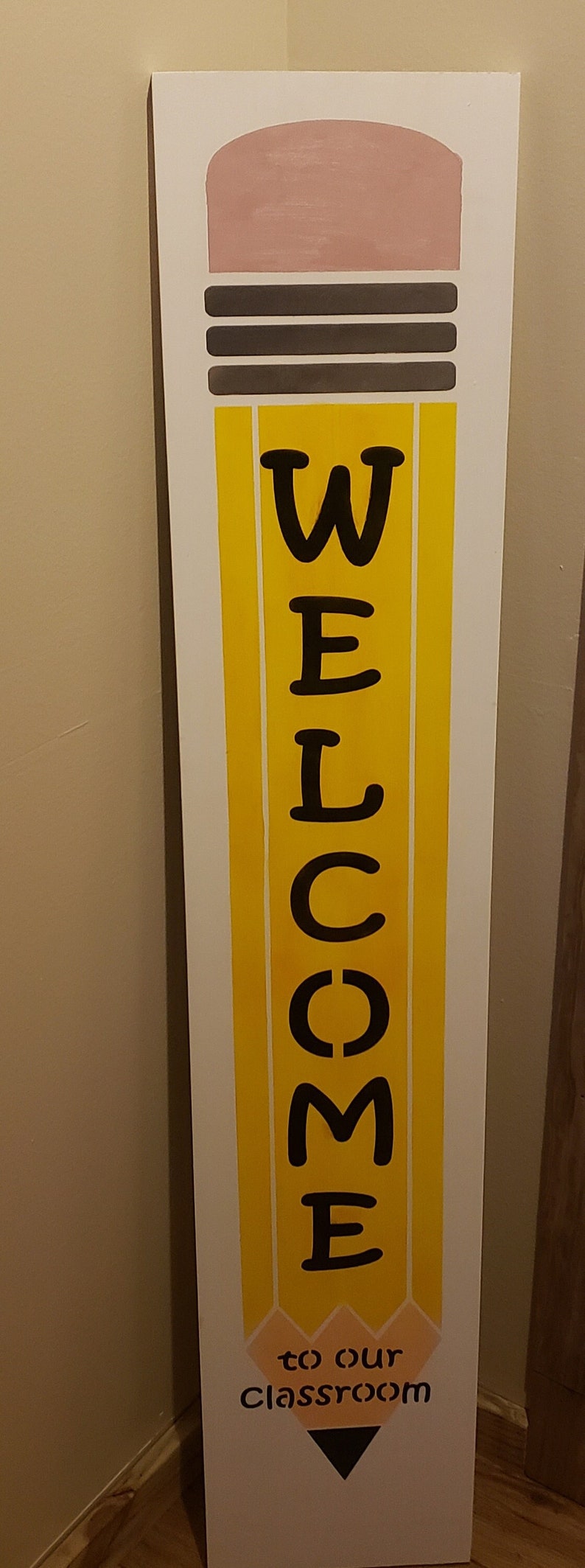 Welcome Classroom Wood Door Sign Vertical Porch Leaner - Etsy