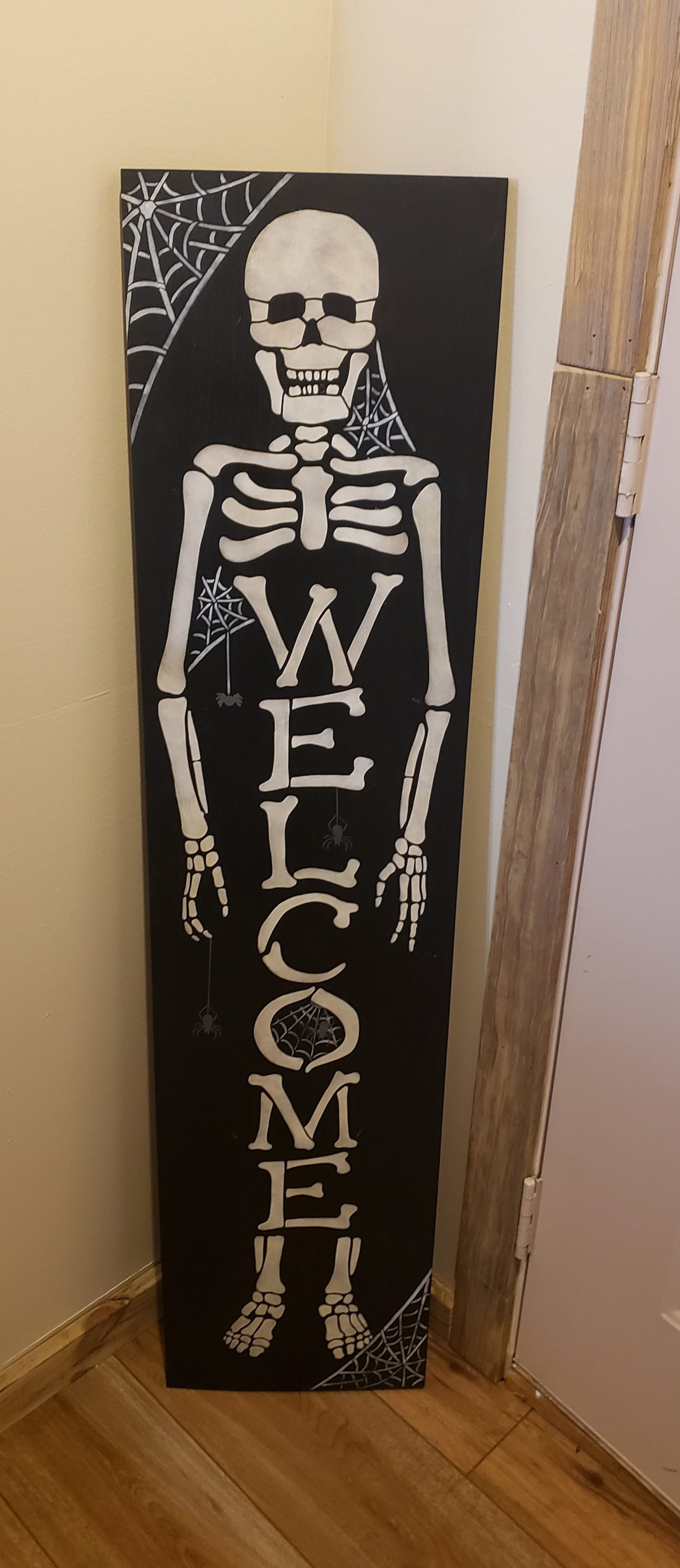 Welcome Skeleton Seasonal Halloween Wood Door Sign Porch - Etsy