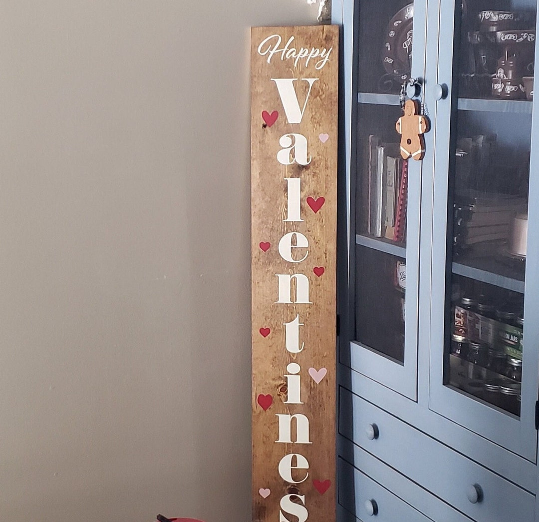 Happy Valentine's Day Welcome Wood Door Sign Vertical Porch Leaner - Etsy