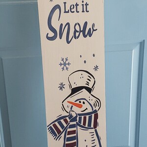 Hello Winter Let It Snow Welcome Seasonal Snowman Wood Door Sign ...