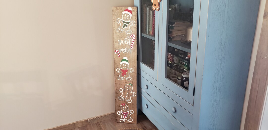 Gingerbread Man Christmas Winter Seasonal Welcome Wood Door Sign Porch ...