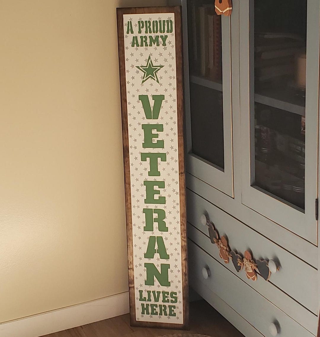 Welcome Military Patriotic Vertical Wood Door Sign Porch Leaner Sitter ...