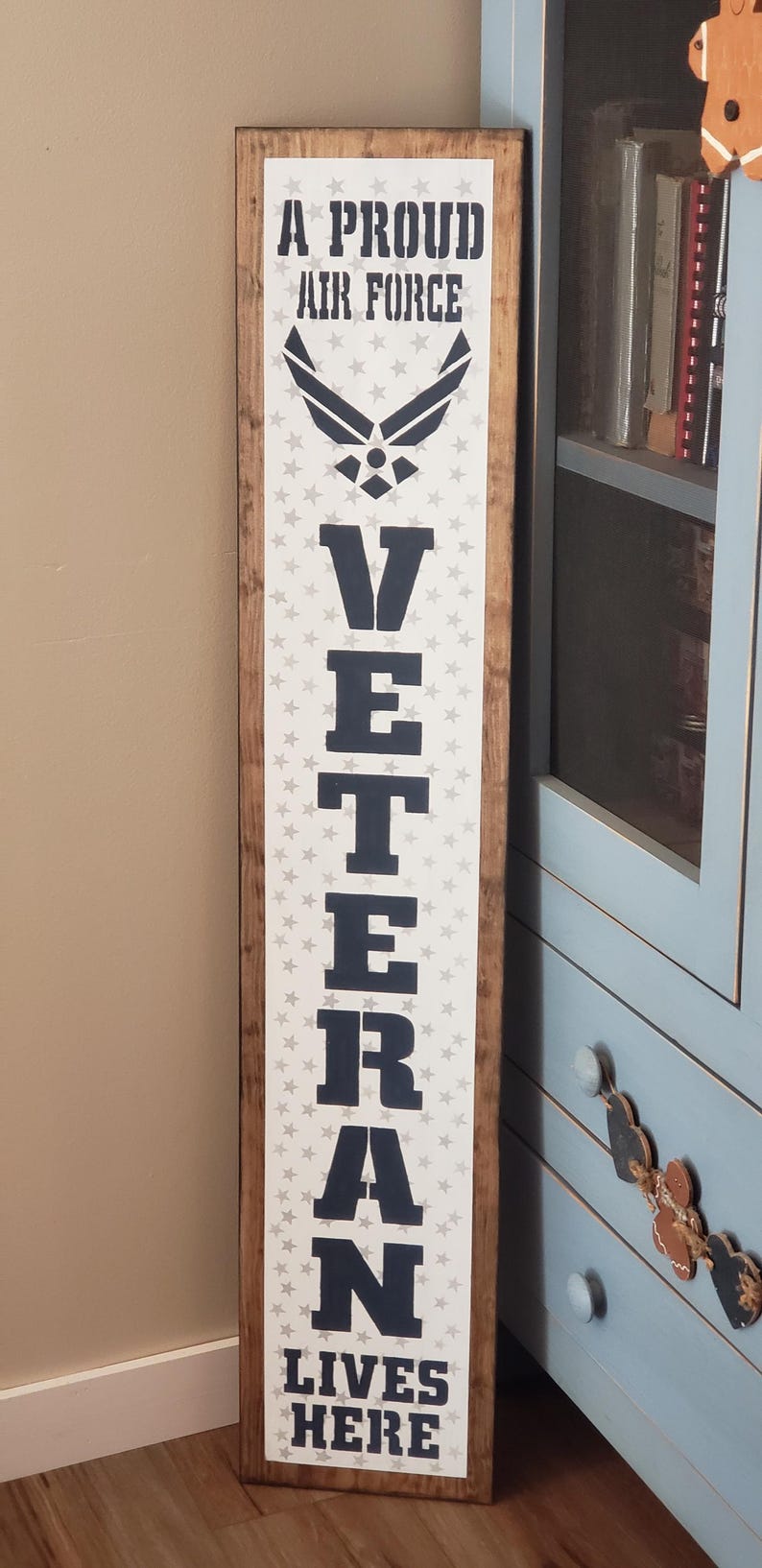 Welcome Veteran Military Patriotic Vertical Wood Door Sign Porch Leaner ...