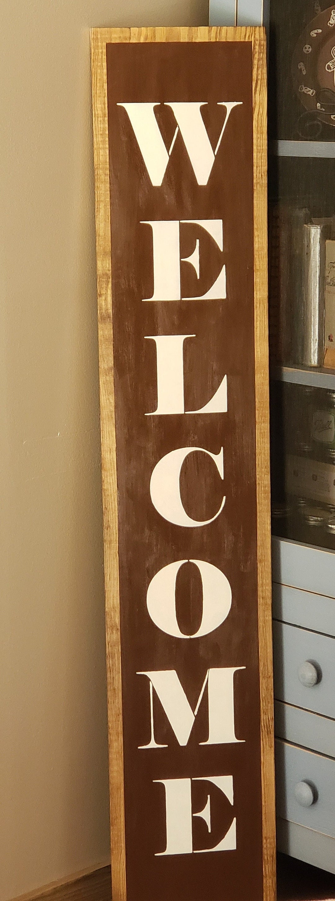 Welcome Wood Door Sign Vertical Porch Leaner - Etsy