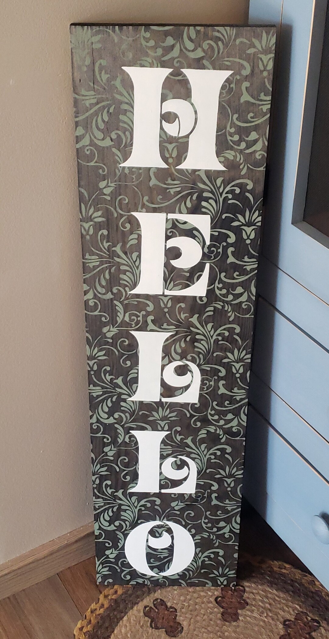 Hello Welcome Wood Door Sign Vertical Porch Leaner - Etsy