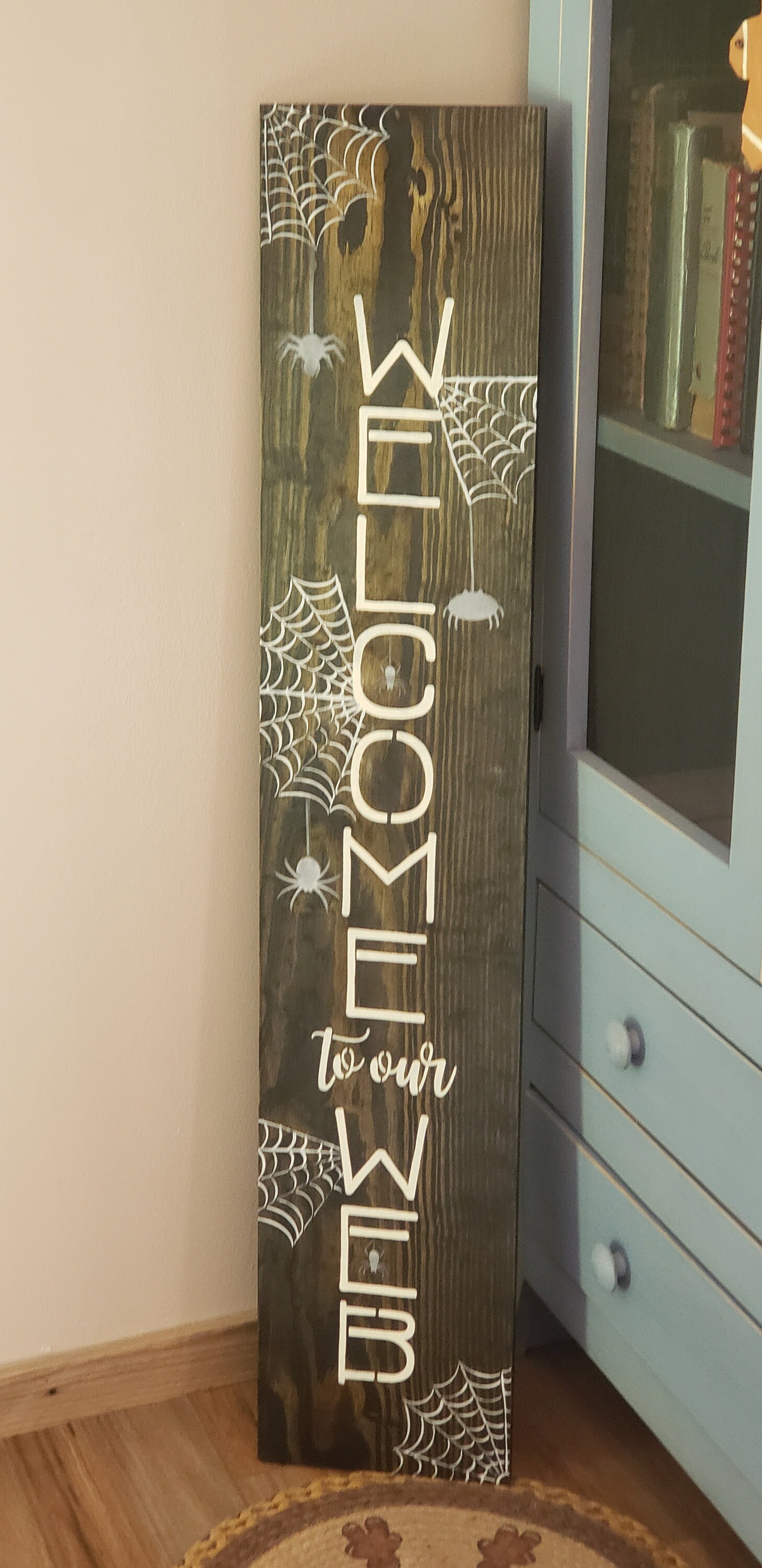 Welcome to Our Web Seasonal Halloween Wood Door Sign Vertical Porch ...