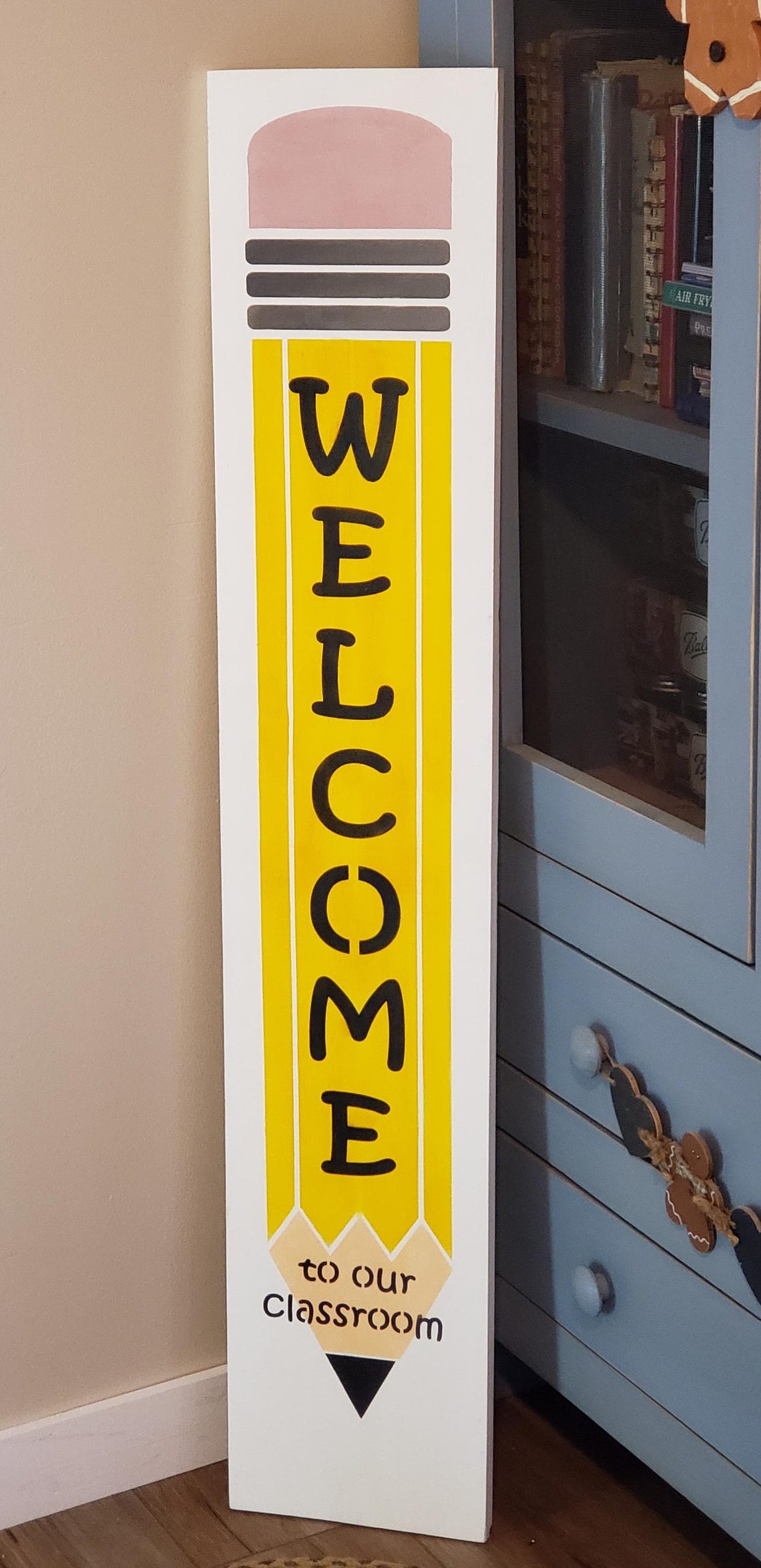 Welcome Classroom Wood Door Sign Vertical Porch Leaner - Etsy