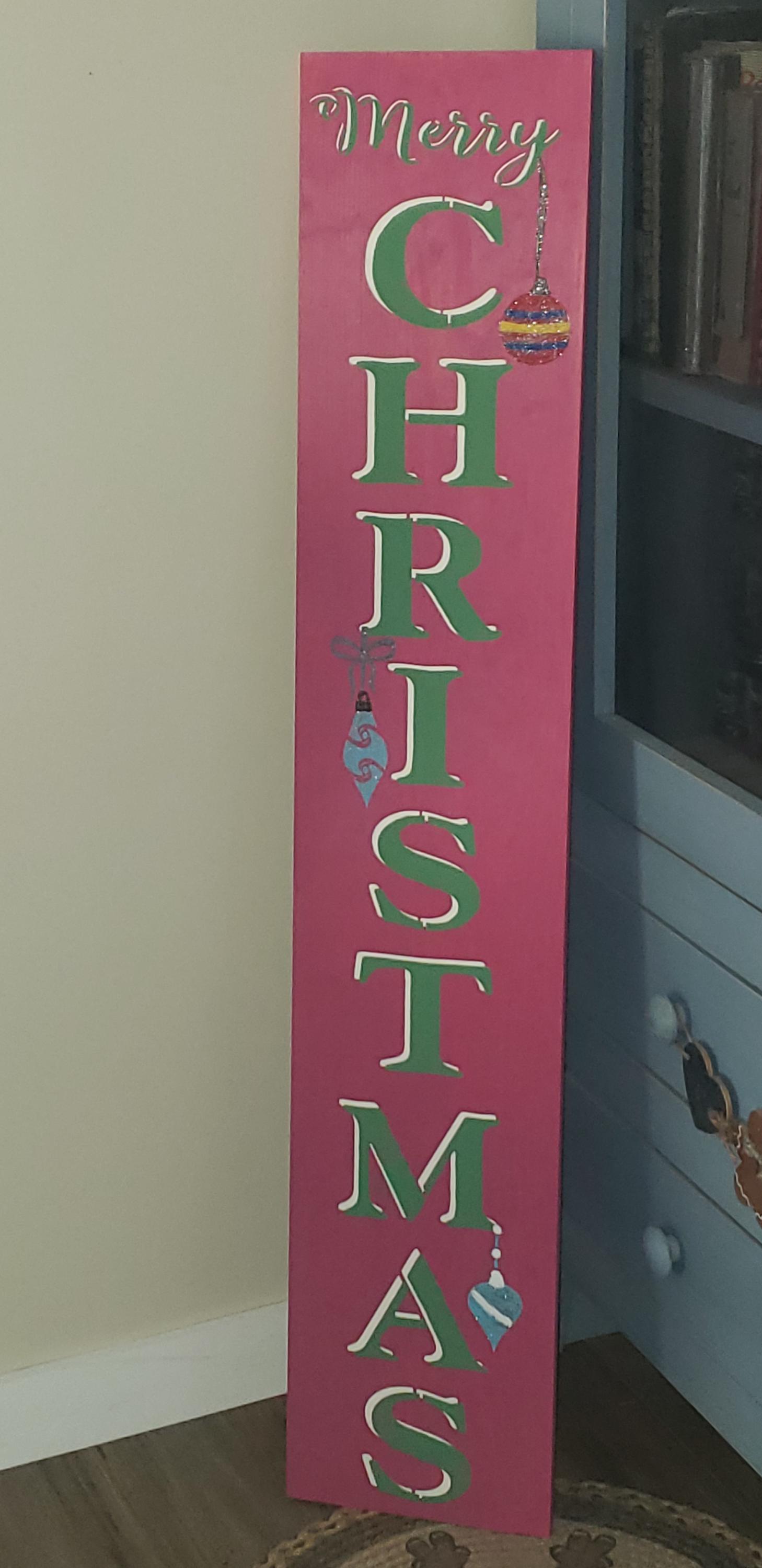 Welcome Winter Pink Christmas Holiday Vertical Wood Door Sign Porch ...