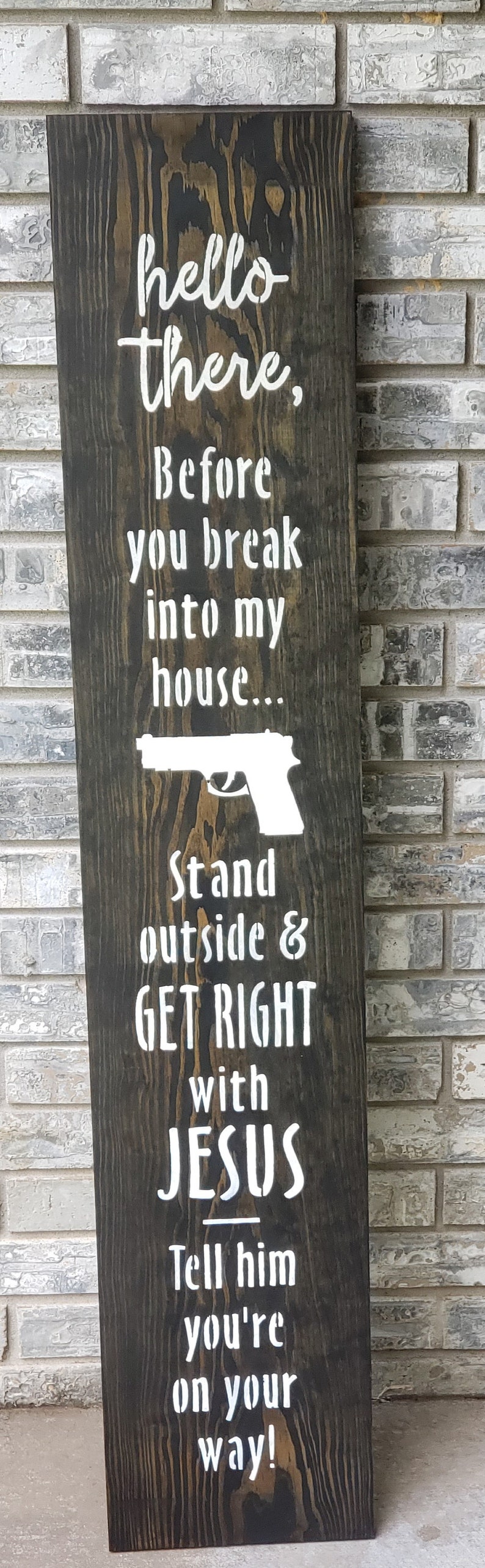 2nd Amendment Get Right With Jesus Welcome Porch Vertical Leaner Board ...