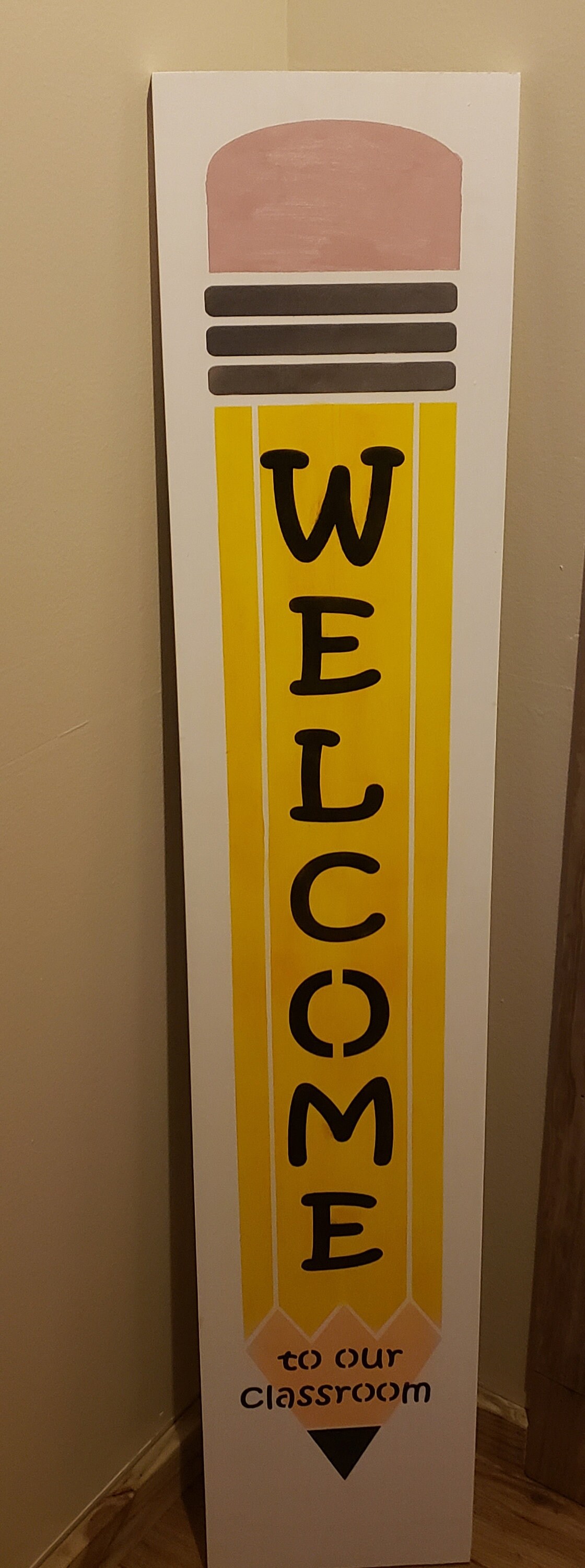 Welcome Classroom Wood Door Sign Vertical Porch Leaner - Etsy