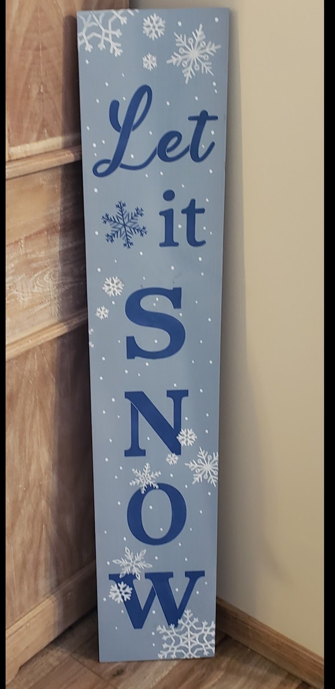 Winter Christmas Seasonal Let It Snow Welcome Wood Door Sign Porch ...