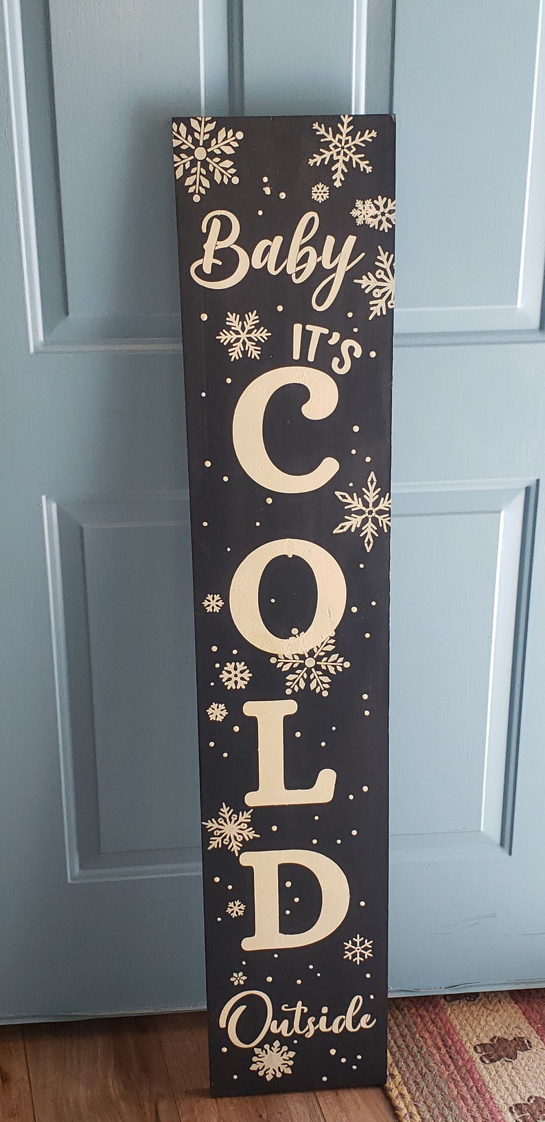 Baby It's Cold Outside Winter Seasonal Welcome Wood Door Sign Vertical ...