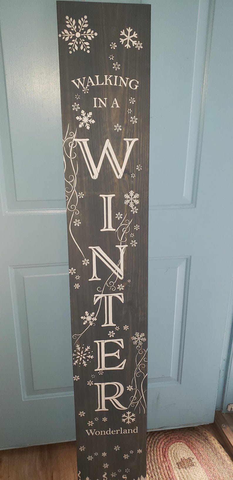 Welcome Winter Christmas Holiday Vertical Wood Door Sign Porch Leaner ...