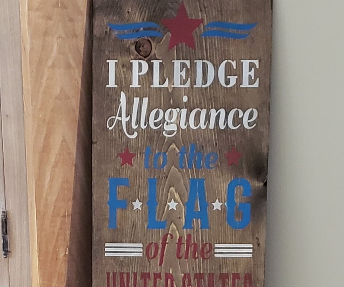 July 4th Independence Day Pledge of Allegiance Welcome Wood Door Sign ...