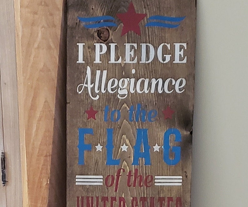 July 4th Independence Day Pledge of Allegiance Welcome Wood Door Sign ...