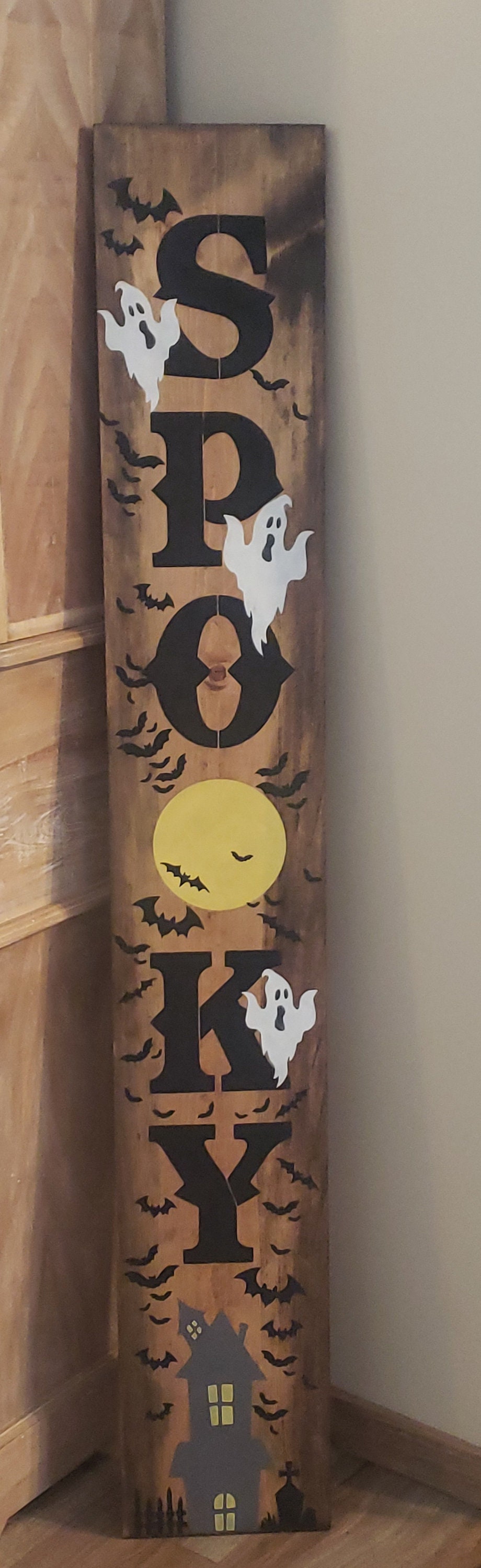 Spooky Seasonal Halloween Wood Door Sign Vertical Porch Leaner - Etsy