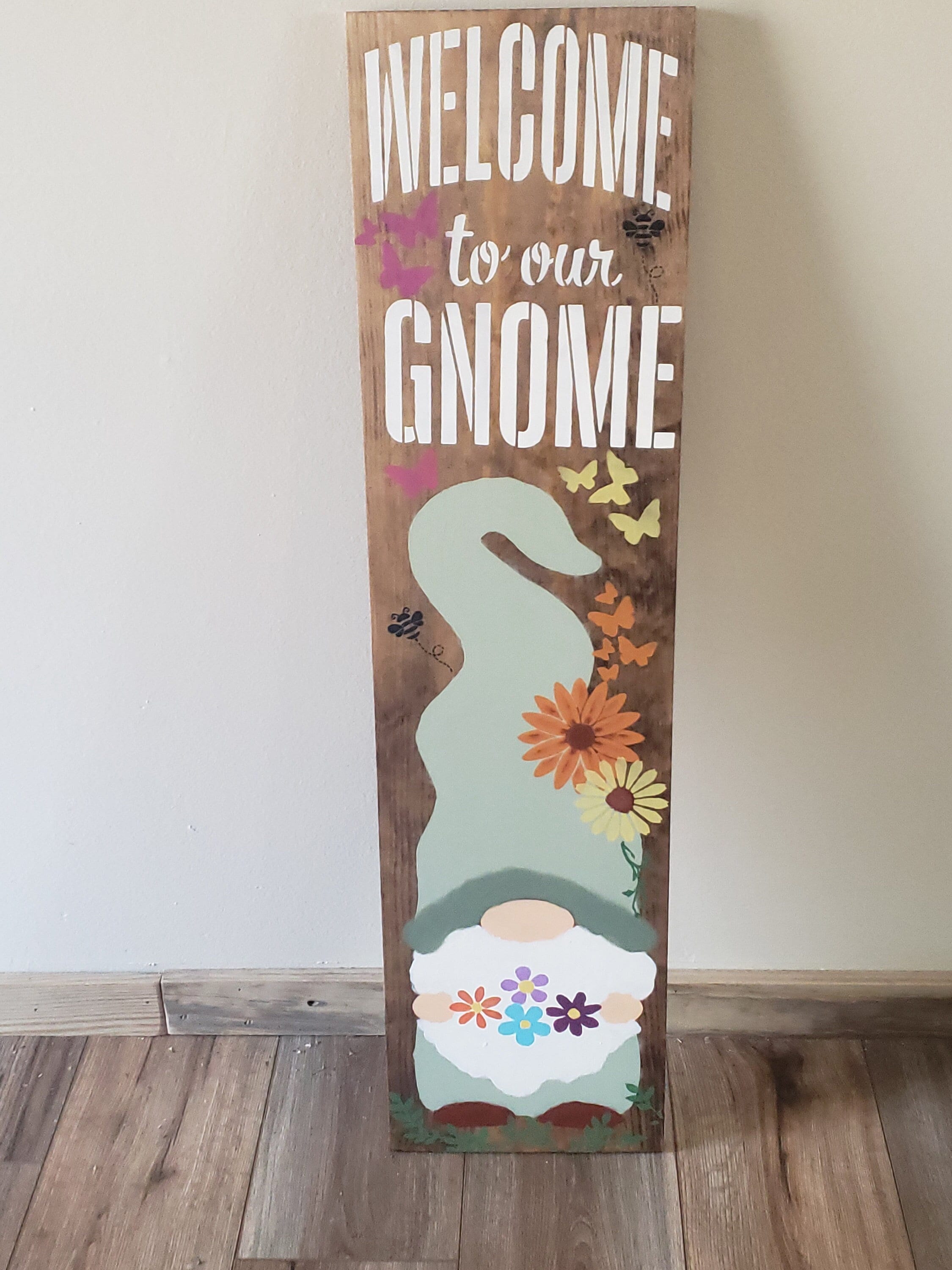 Spring Gnome Welcome Wood Door Sign Vertical Porch Leaner - Etsy