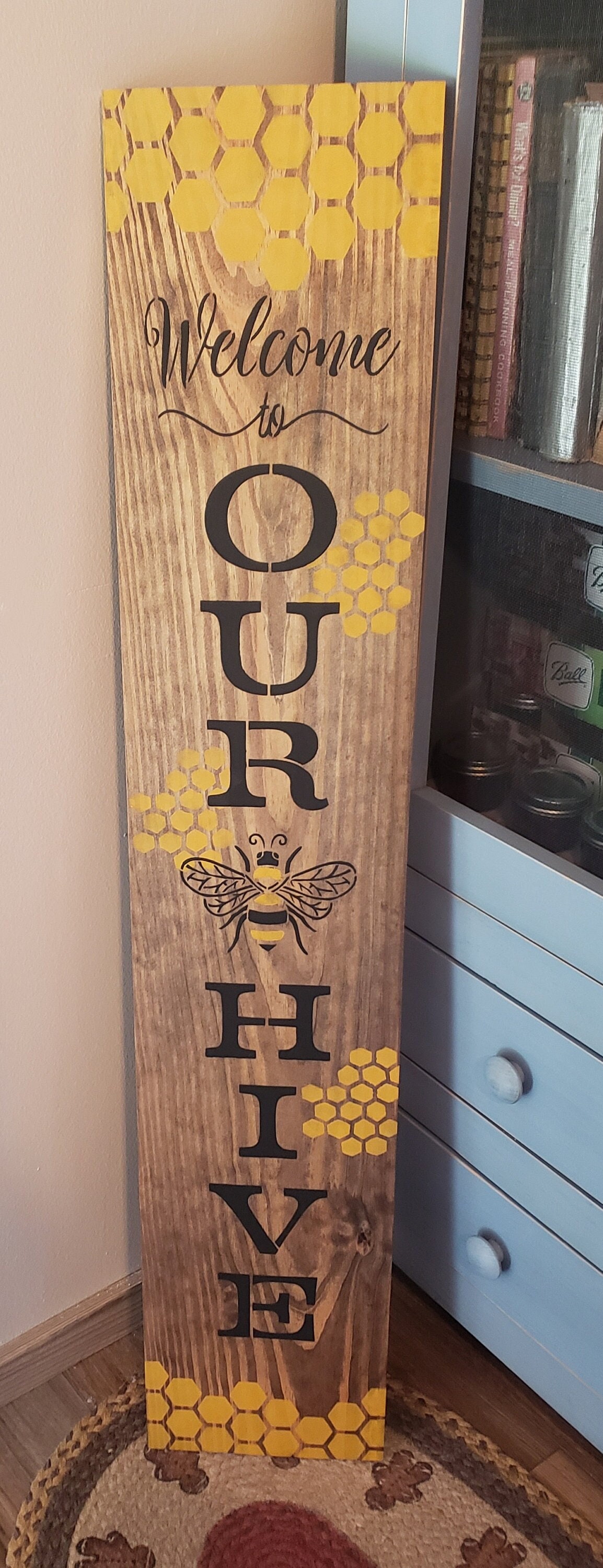 Welcome to Our Hive Wood Door Sign Vertical Porch Leaner - Etsy