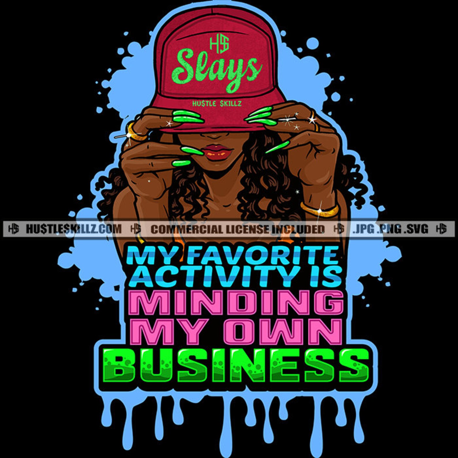 My Favorite Activity is Black Sister Wearing Red Slay Ball Cap Green ...