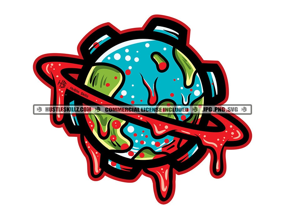 Planet Earth Blood Dripping Bleeding Scars Wounds Spooky Scary - Etsy