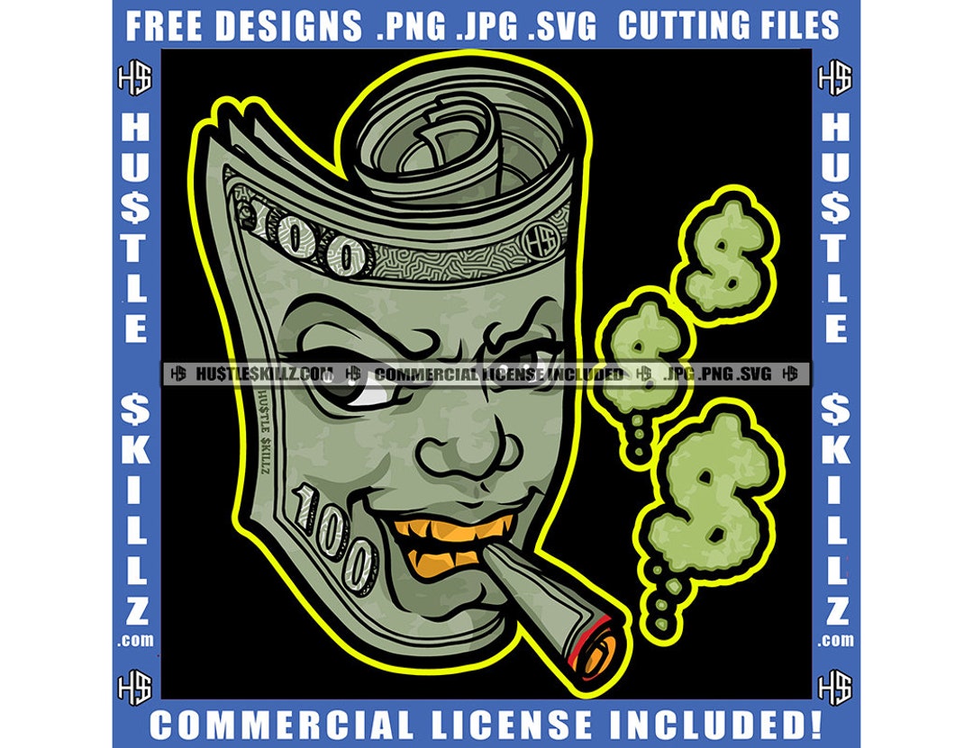 Roll Money Hundred Dollar Bill Smoking Cigar Smoke Puff Puff Dollar ...