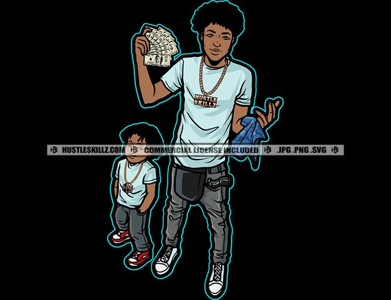 Father Son Hustler Like Dad Like Son Grinding Bragging Money | Etsy