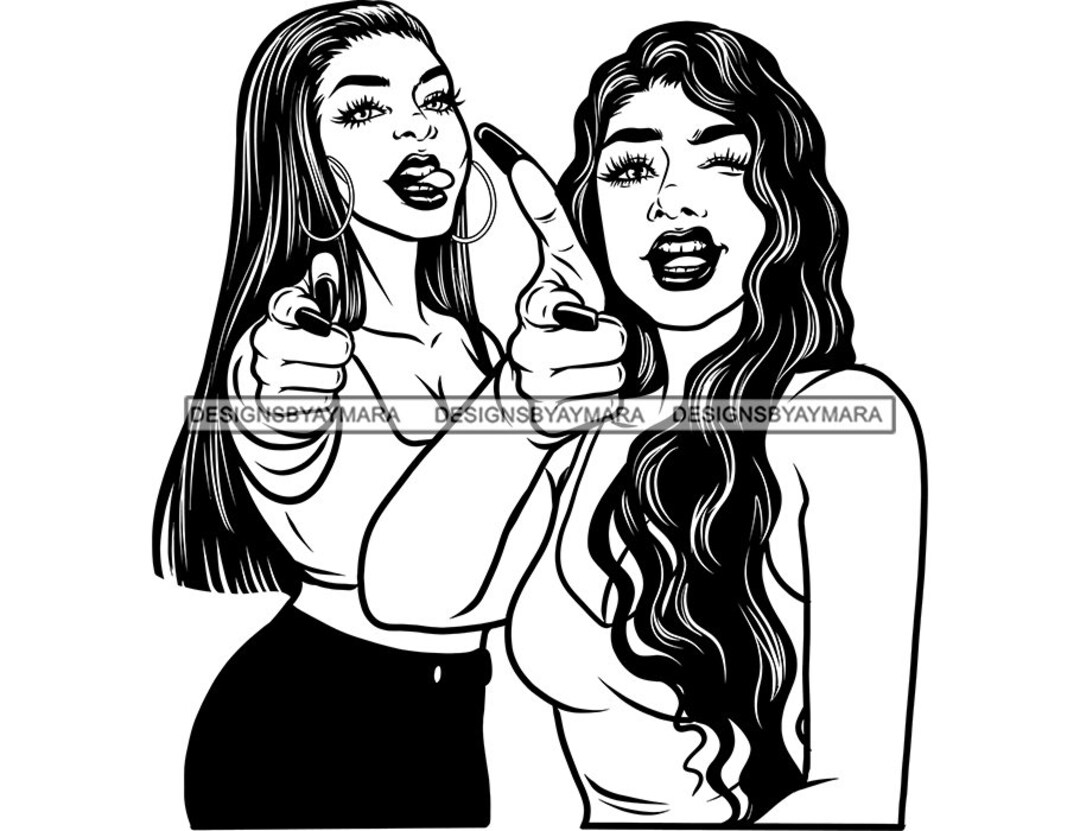 Gangster Street Girl Pointing Finger Handgun Sign Melanin Woman Ghetto ...