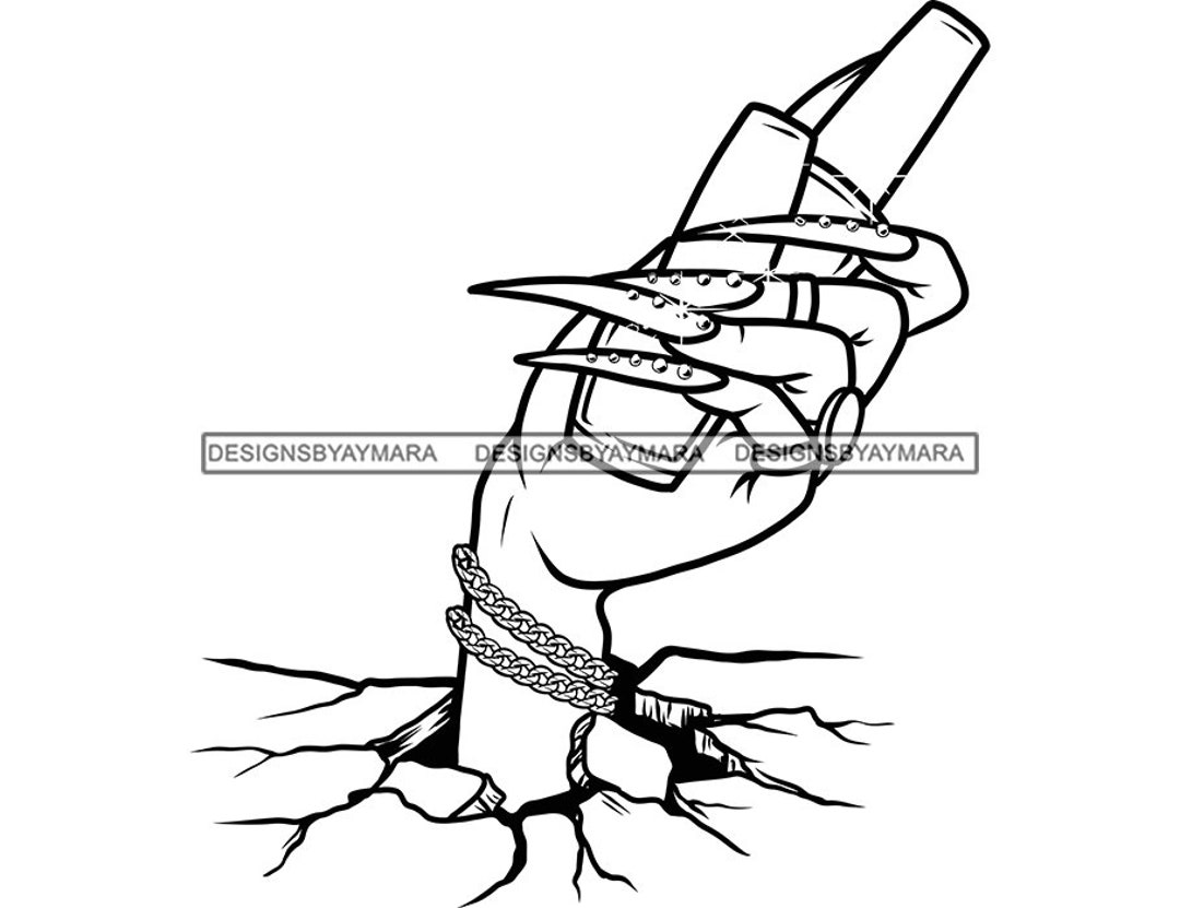 Woman Hand Holding Nail Polish Bottles Nail Salon Business Logo Braking