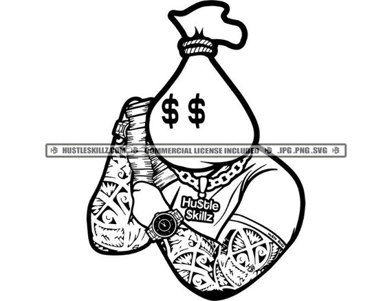 Money Bag Dollar Sign Man's Body Muscles Stacks Cash Grind - Etsy