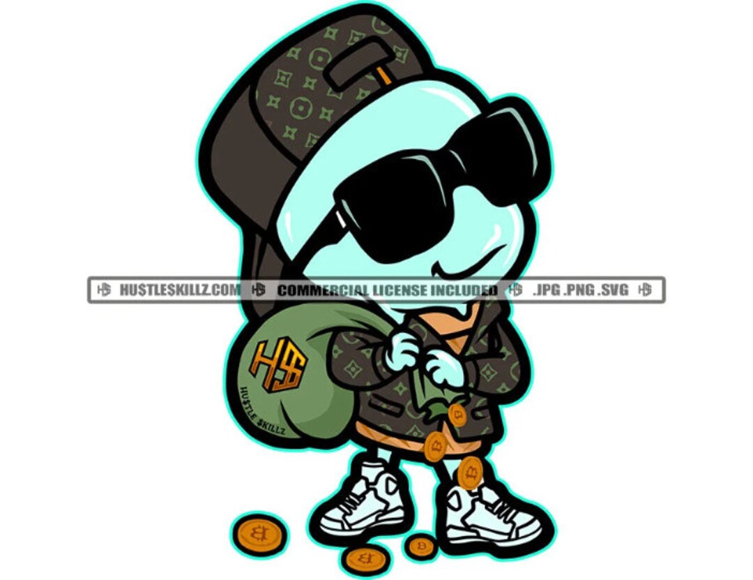 Gangster Ice-cream Man Carrying Money Bag Dark Glasses Cap Hustler ...