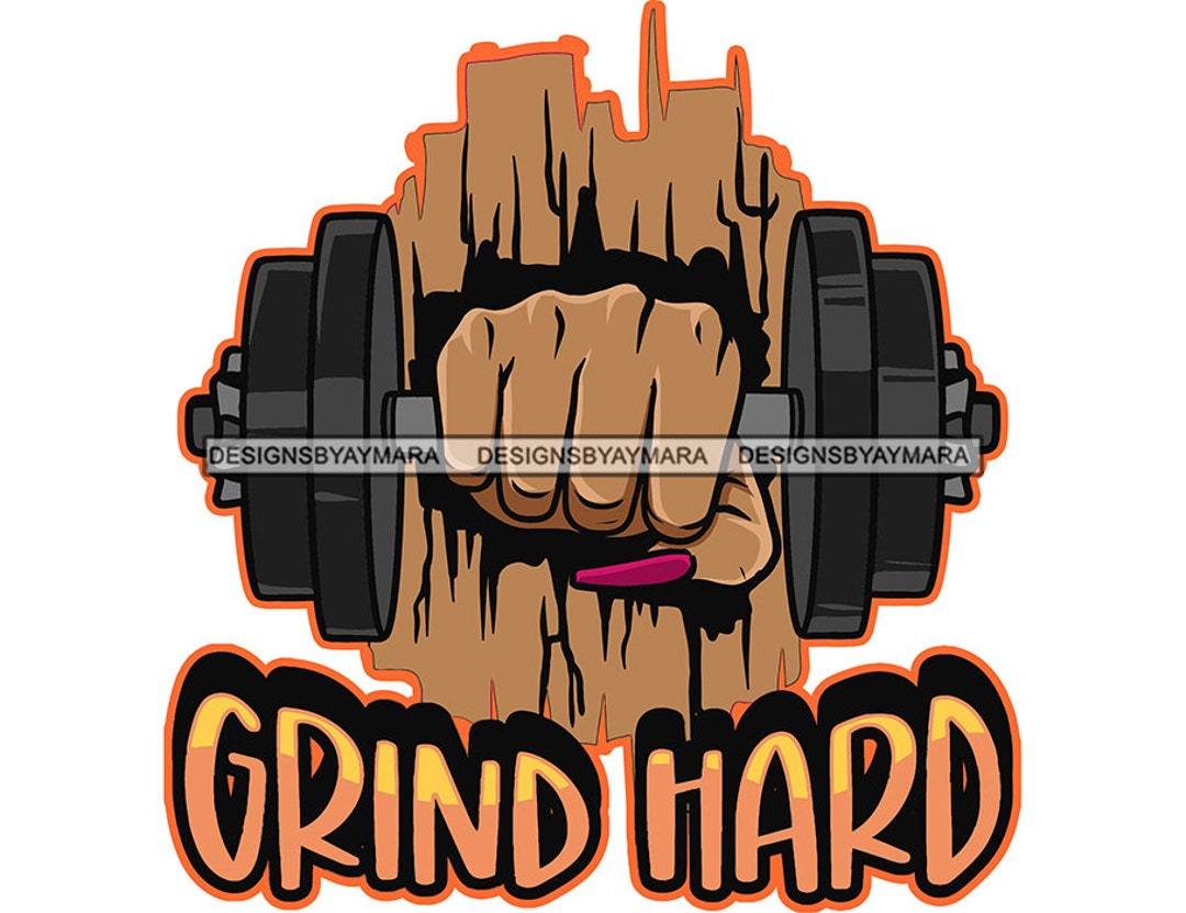 Grind Hard Woman Fist Hand Holding Dumbbell Long Nails Weight Lifter ...